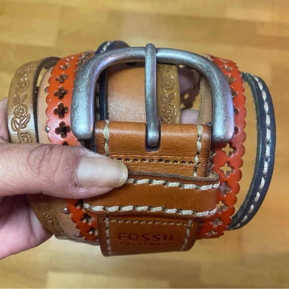 Fossil | Accessories | Fossil Tooled Floral Leather Multi Strand ...